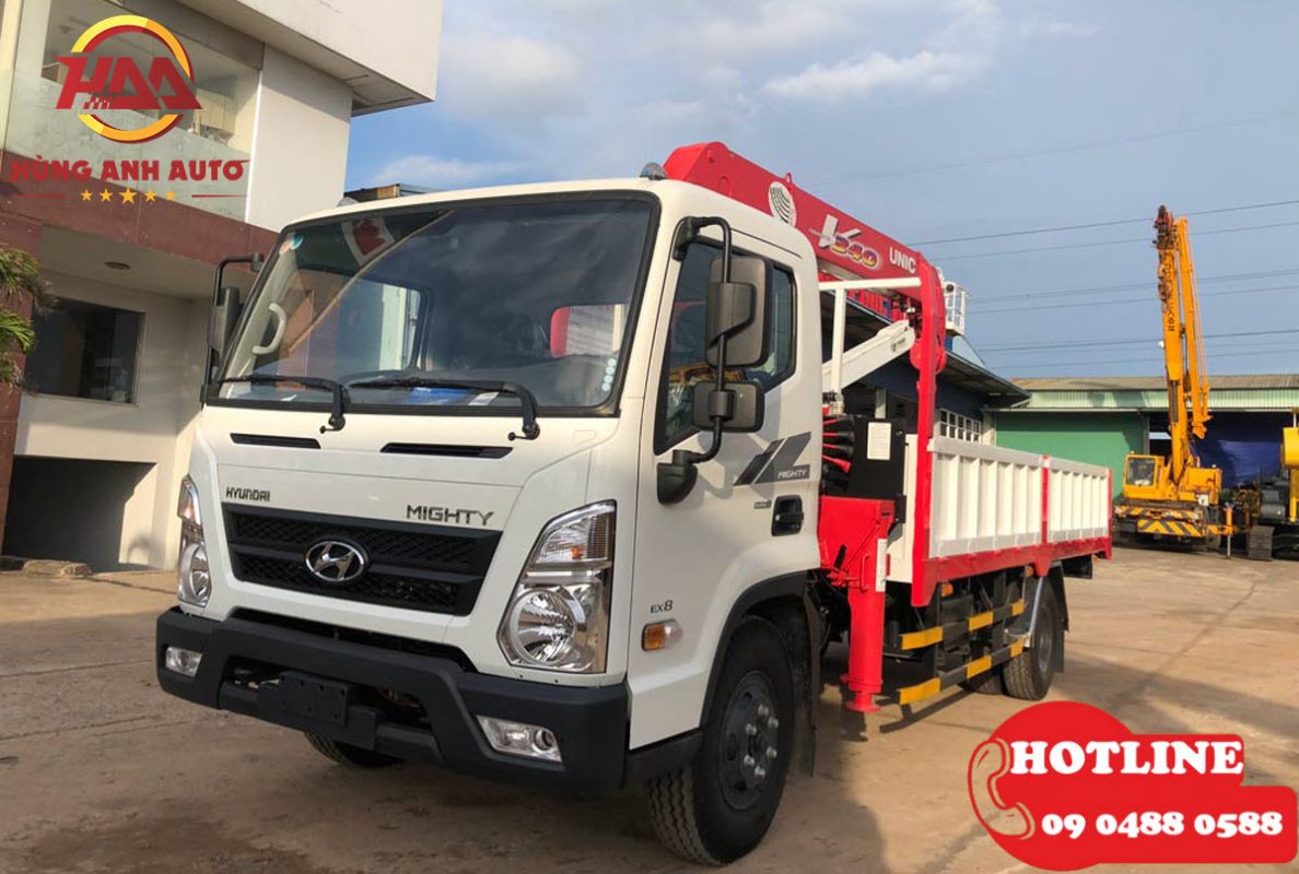 Xe tải Hyundai EX8L gắn cẩu | Giá xe Hyundai EX8L gắn cẩu UNIC 3 Tấn
