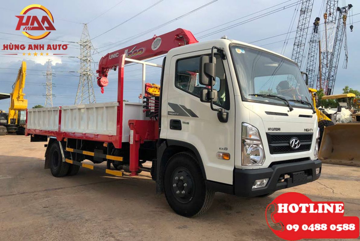 Xe tải Hyundai EX8L gắn cẩu | Giá xe Hyundai EX8L gắn cẩu UNIC 3 Tấn